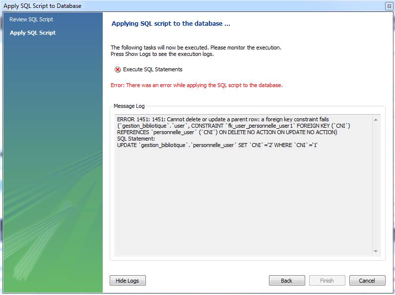 Message d'erreur en mysql par Break - page 1 - OpenClassrooms