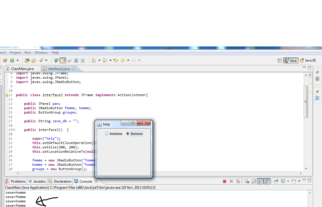 [Résolu] Jradiobutton java par Amine1476 - page 1 - OpenClassrooms