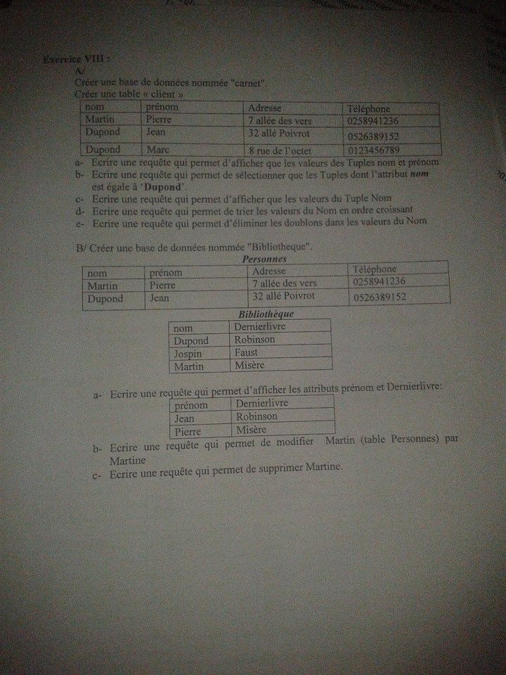 Exercice Probleme Requette Sql Sql Par Riz Page 1 Openclassrooms 4116
