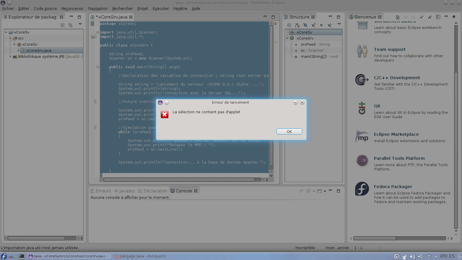 Compilation et Run d'un code en JAVA... - Avec Fedora et Eclipse... par ...